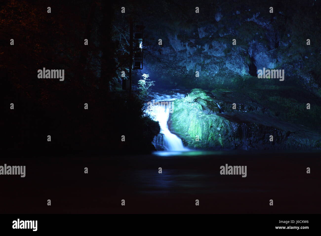 at night night nighttime waterfall waterfalls water shine shines bright ...