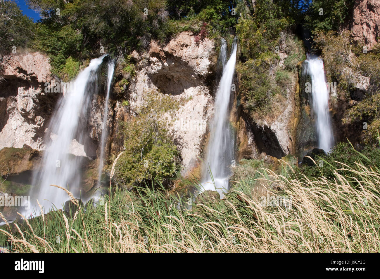 waterfall waterfalls water tree trees plant reed usa stream rock ...