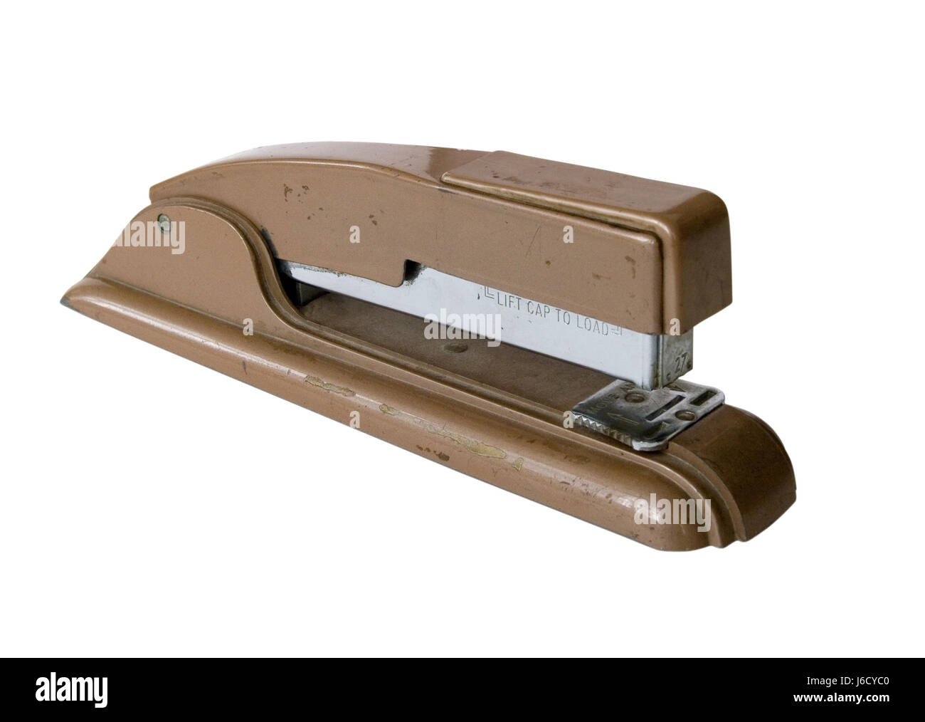 isolated antique vintage stapling old stapler white desk object steel ...