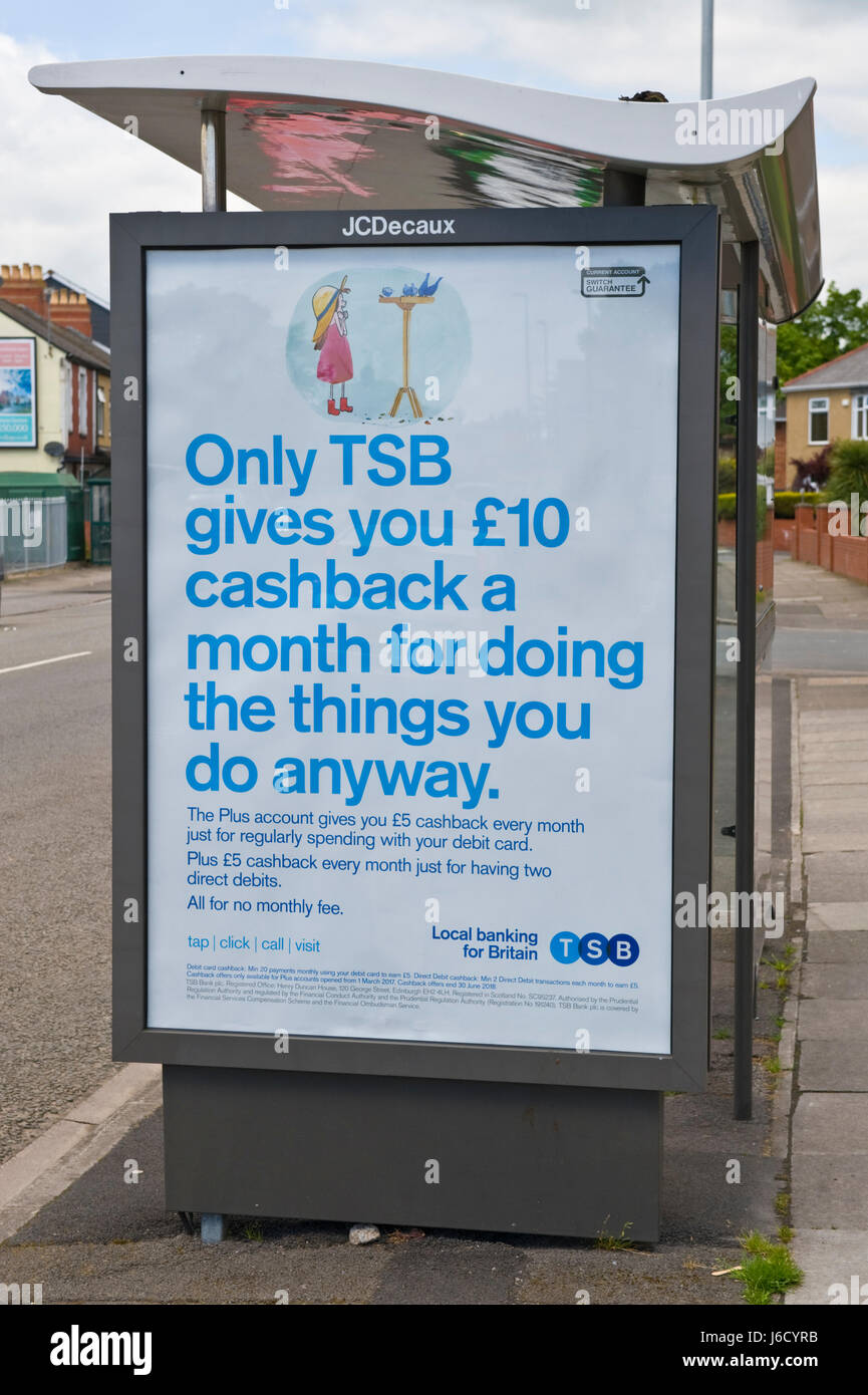 TSB advertising billboard on JCDecaux bus shelter site in Newport ...