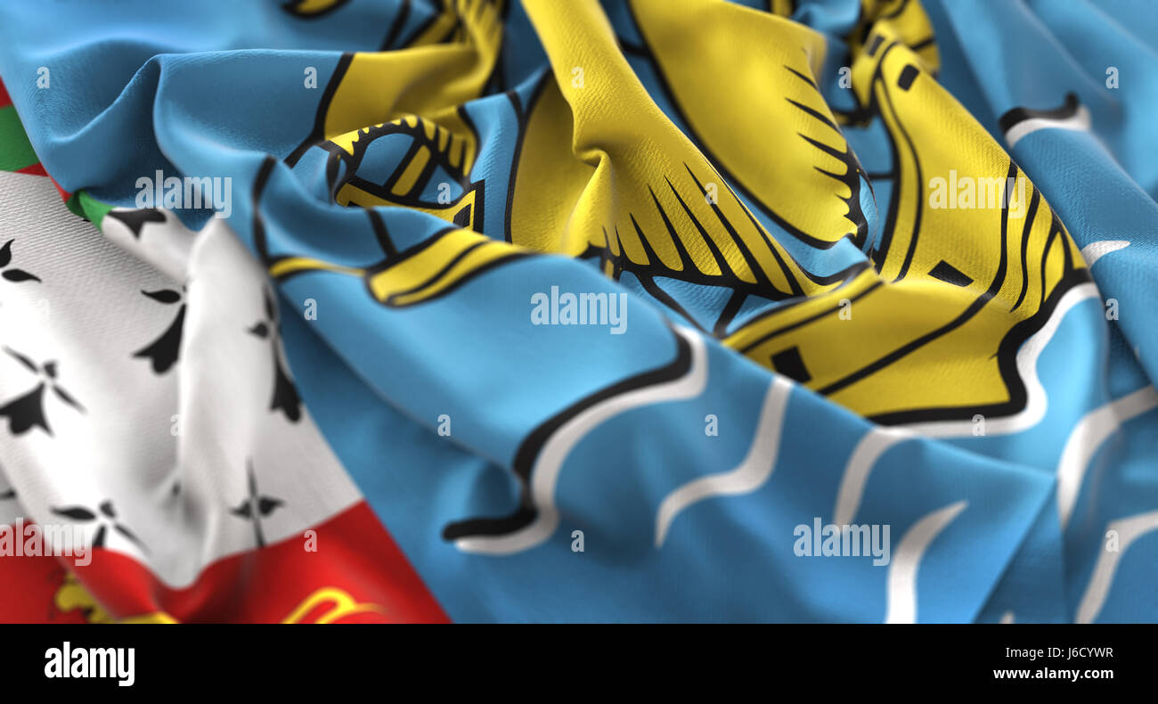 Saint Pierre and Miquelon Flag Ruffled Beautifully Waving Macro Close ...