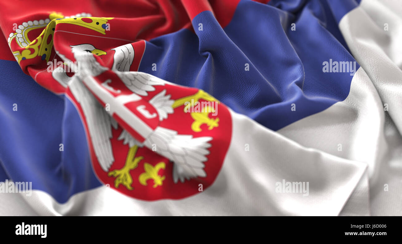Closeup ruffled serbia flag hi-res stock photography and images - Alamy