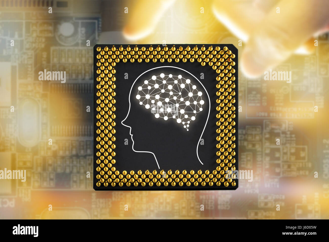 Machine learning and artificial intelligence concept. Robot with Brain ...