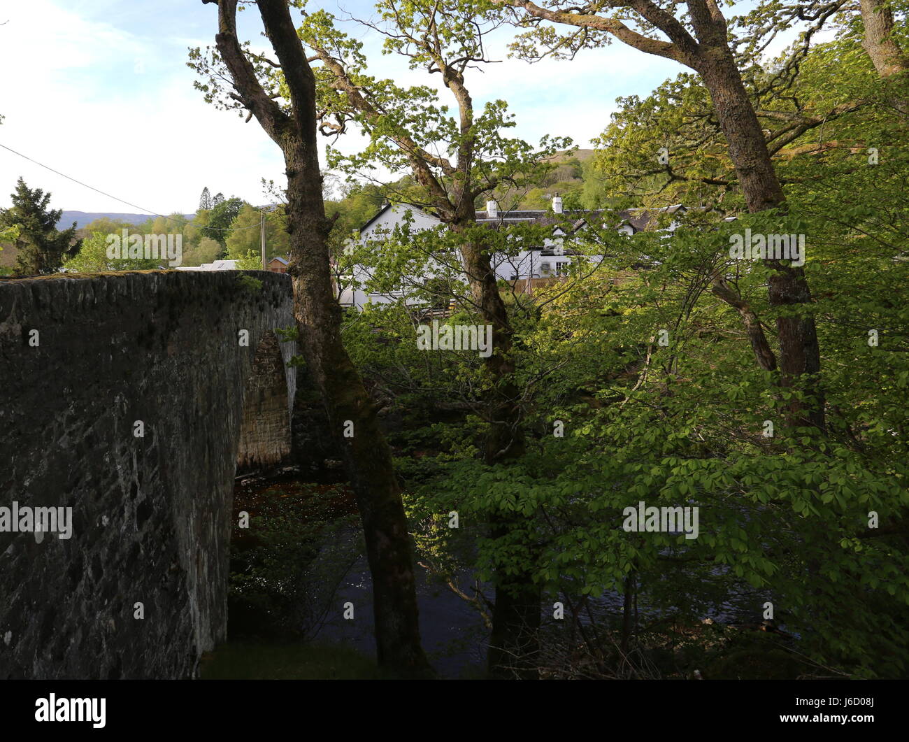 Bridge over River Lochay and Bridge of Lochay Hotel Killin Scotland May ...