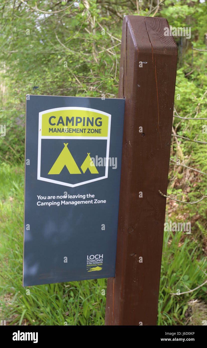 Camping management zone sign trossachs national park Scotland May 2017 ...