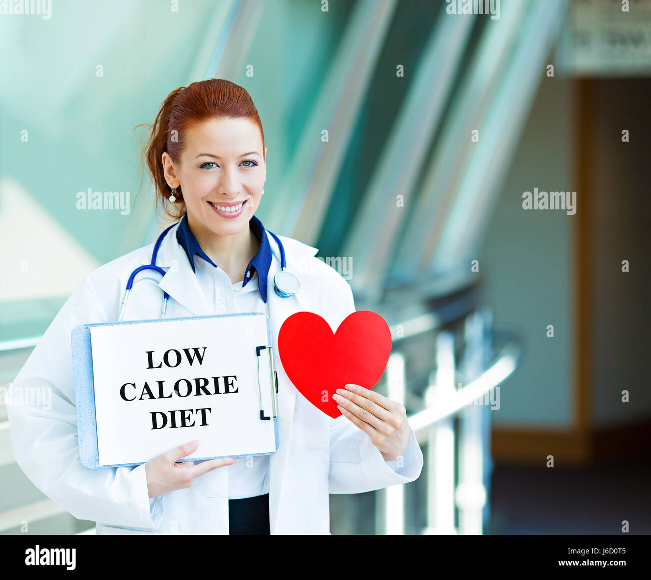 Closeup portrait happy smiling female health care professional woman ...