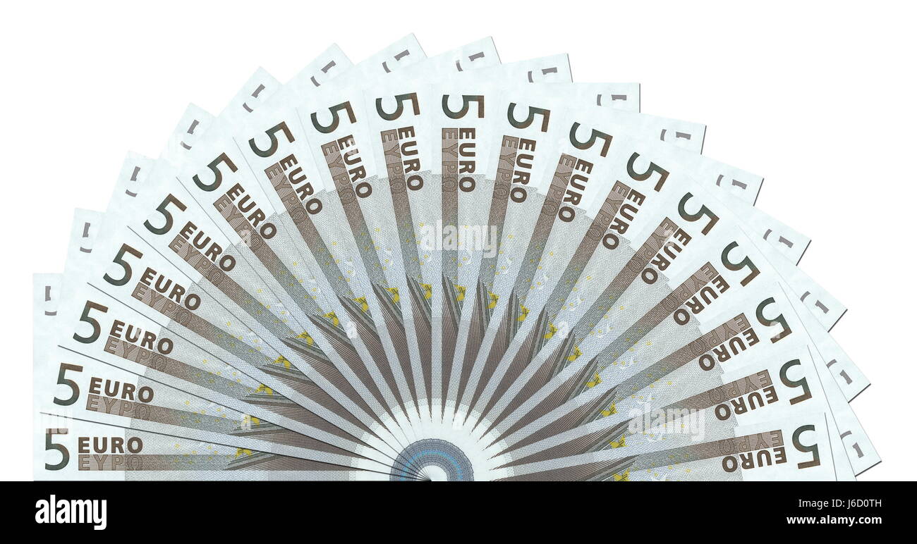 note memo currency five euro circle fan bank lending institution blue ...