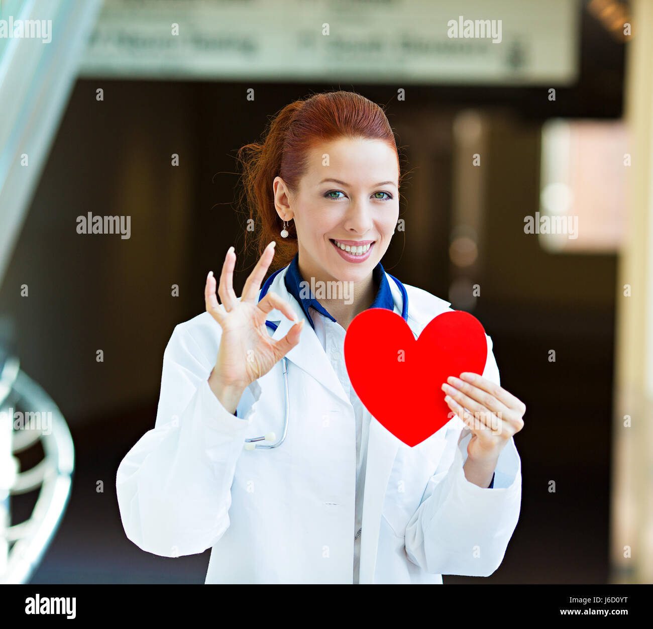 Closeup portrait happy smiling female health care professional, woman ...