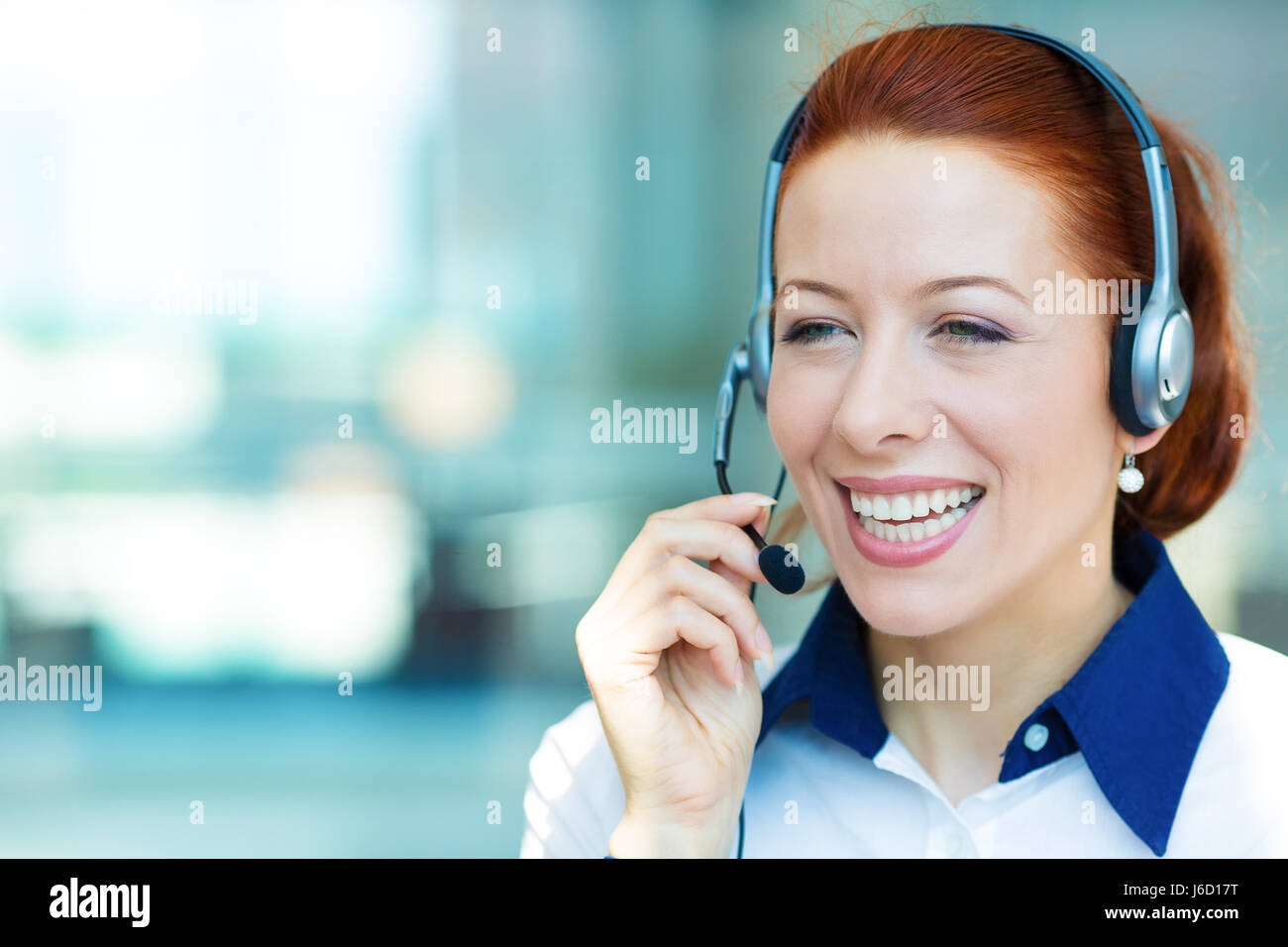 Closeup portrait young happy successful business woman, customer ...