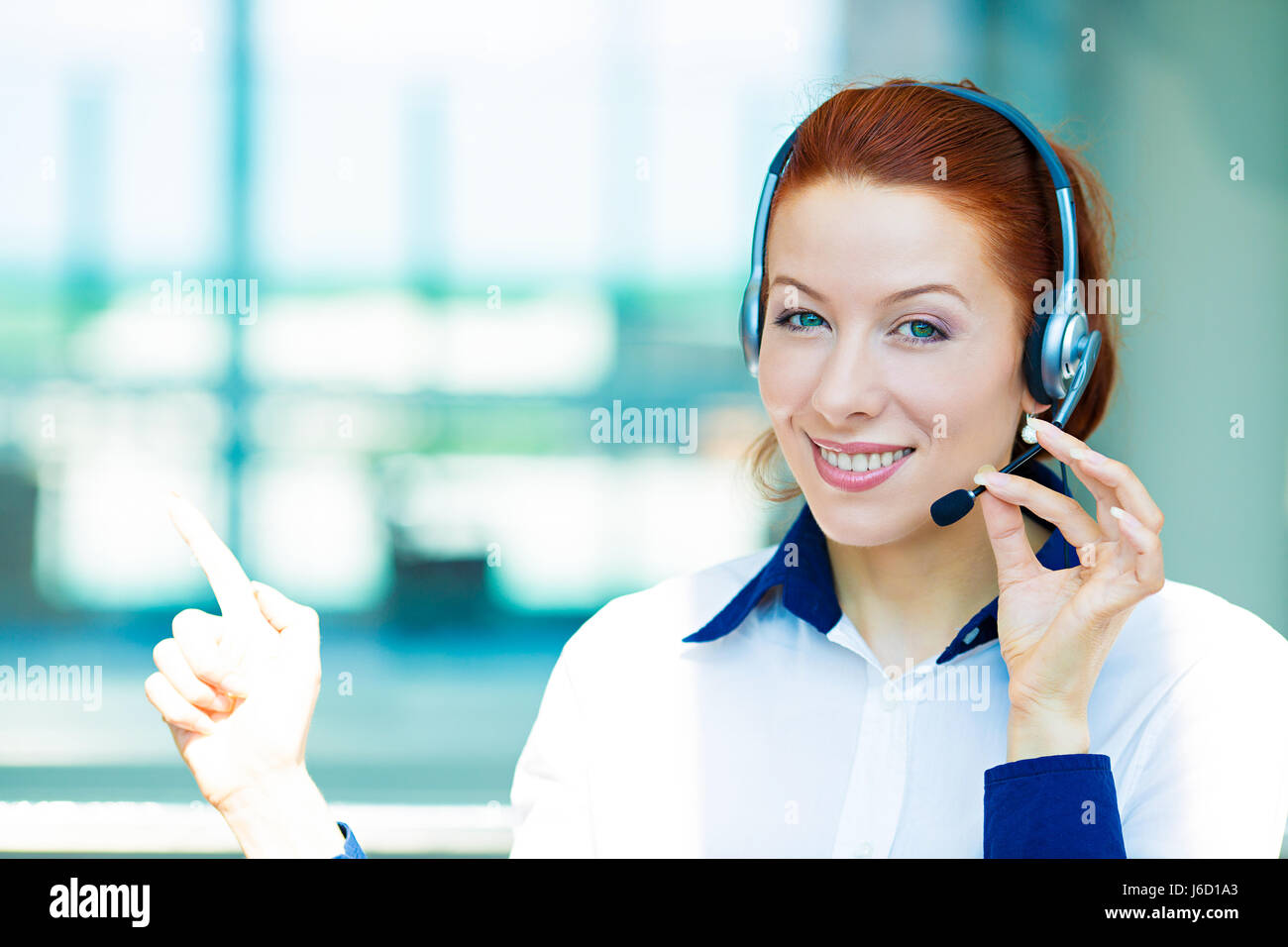 Closeup portrait young happy successful business woman, customer ...