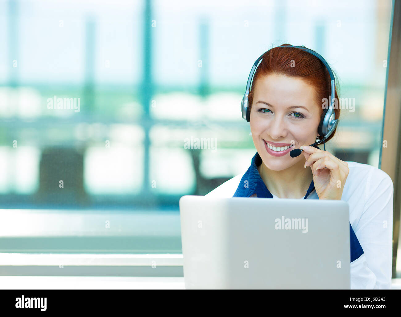 Closeup portrait young happy successful business woman, customer ...