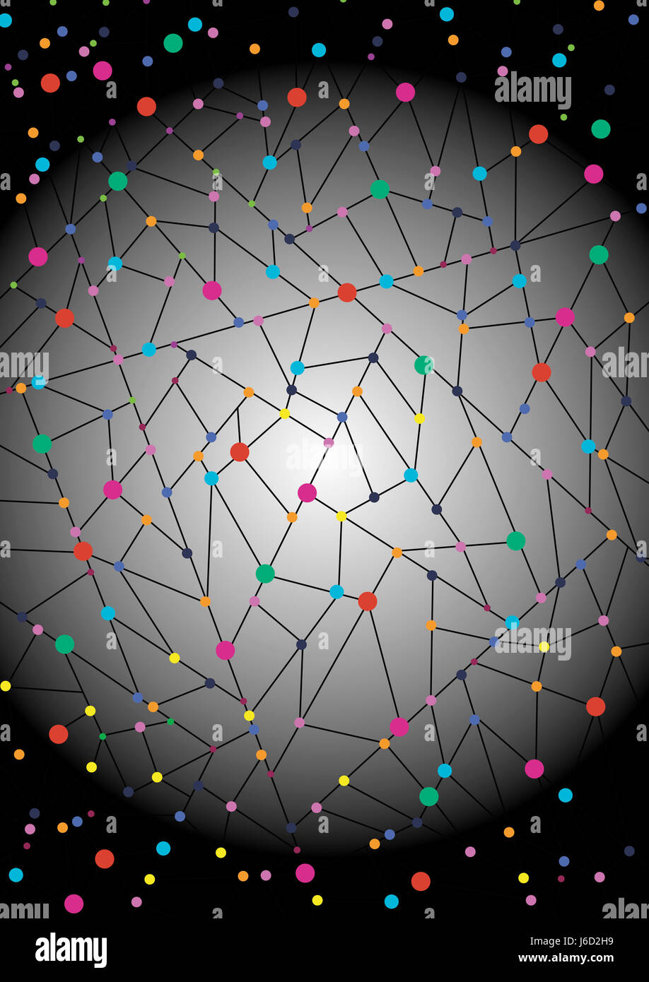 black line network with colorful knots Stock Photo - Alamy