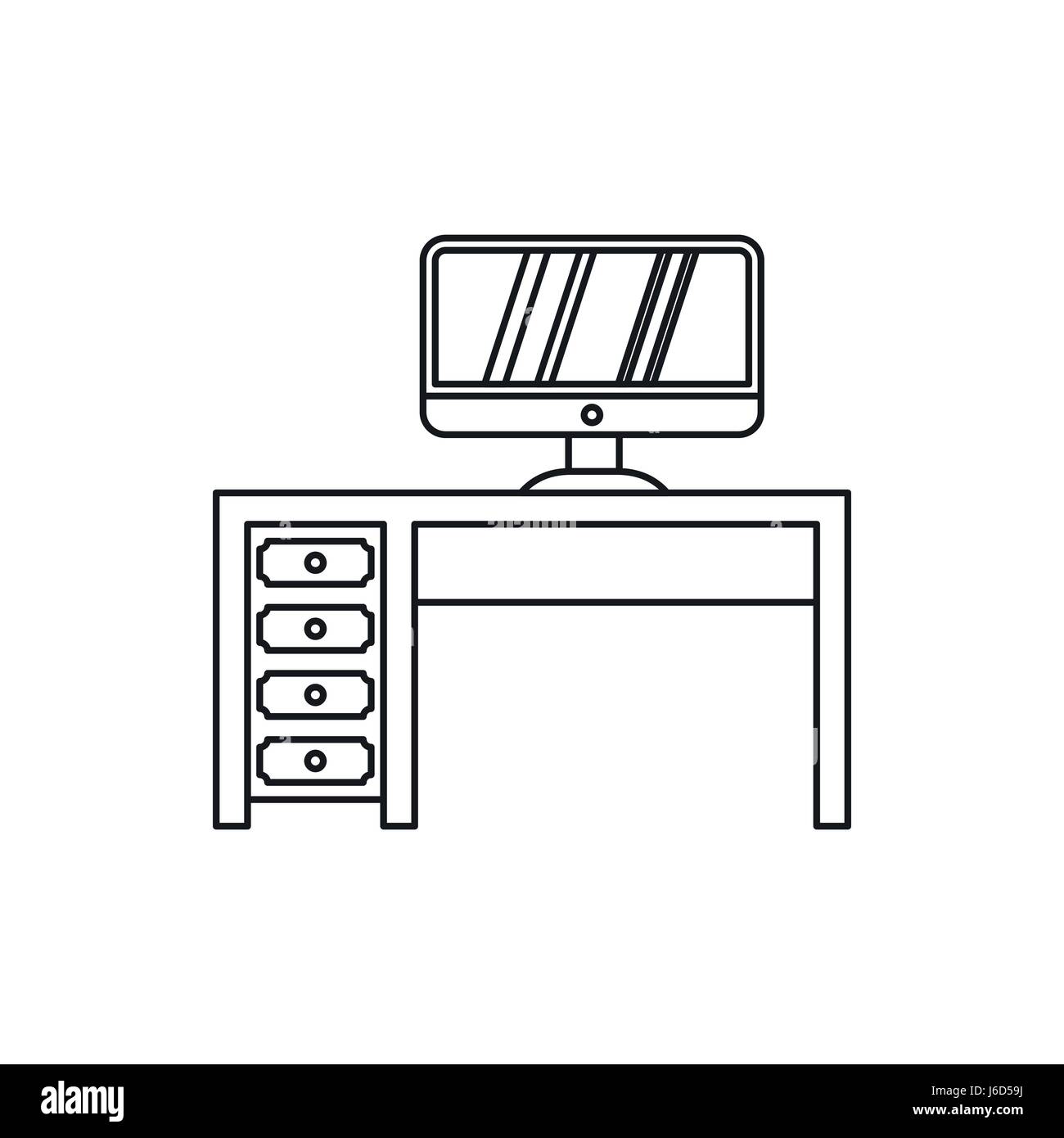 Desktop with computer icon, outline style Stock Vector Image & Art - Alamy