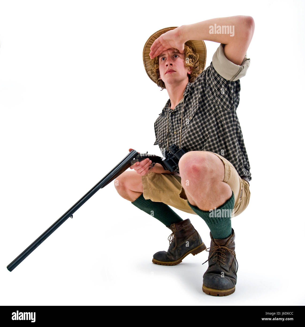 Hunter man holding shotgun Cut Out Stock Images & Pictures - Alamy
