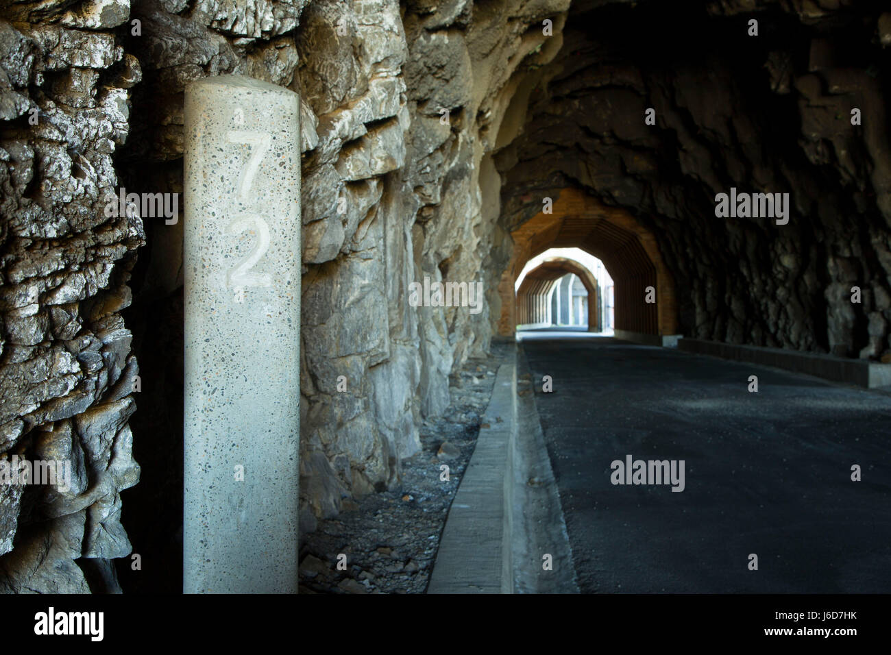 Mileage marker in Mosier Twin Tunnels, Historic Columbia River Highway ...