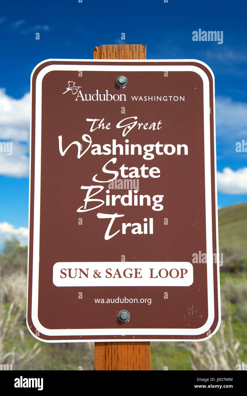 Birding Trail sign, Toppenish National Wildlife Refuge, Washington ...