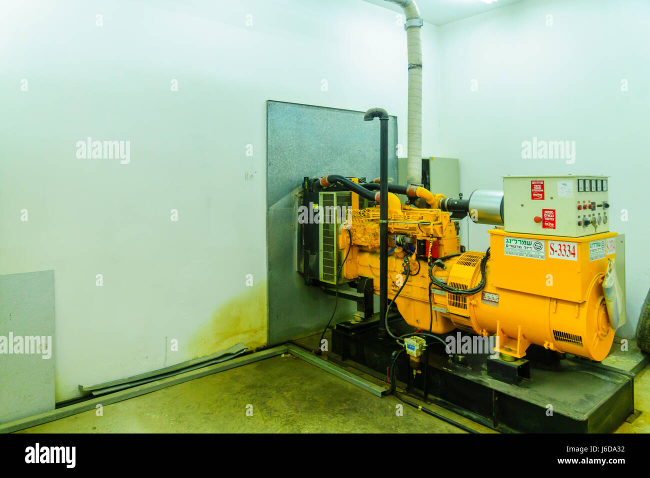 TEL-AVIV, ISRAEL - MAY 18, 2017: A backup generator, part of a pumping ...
