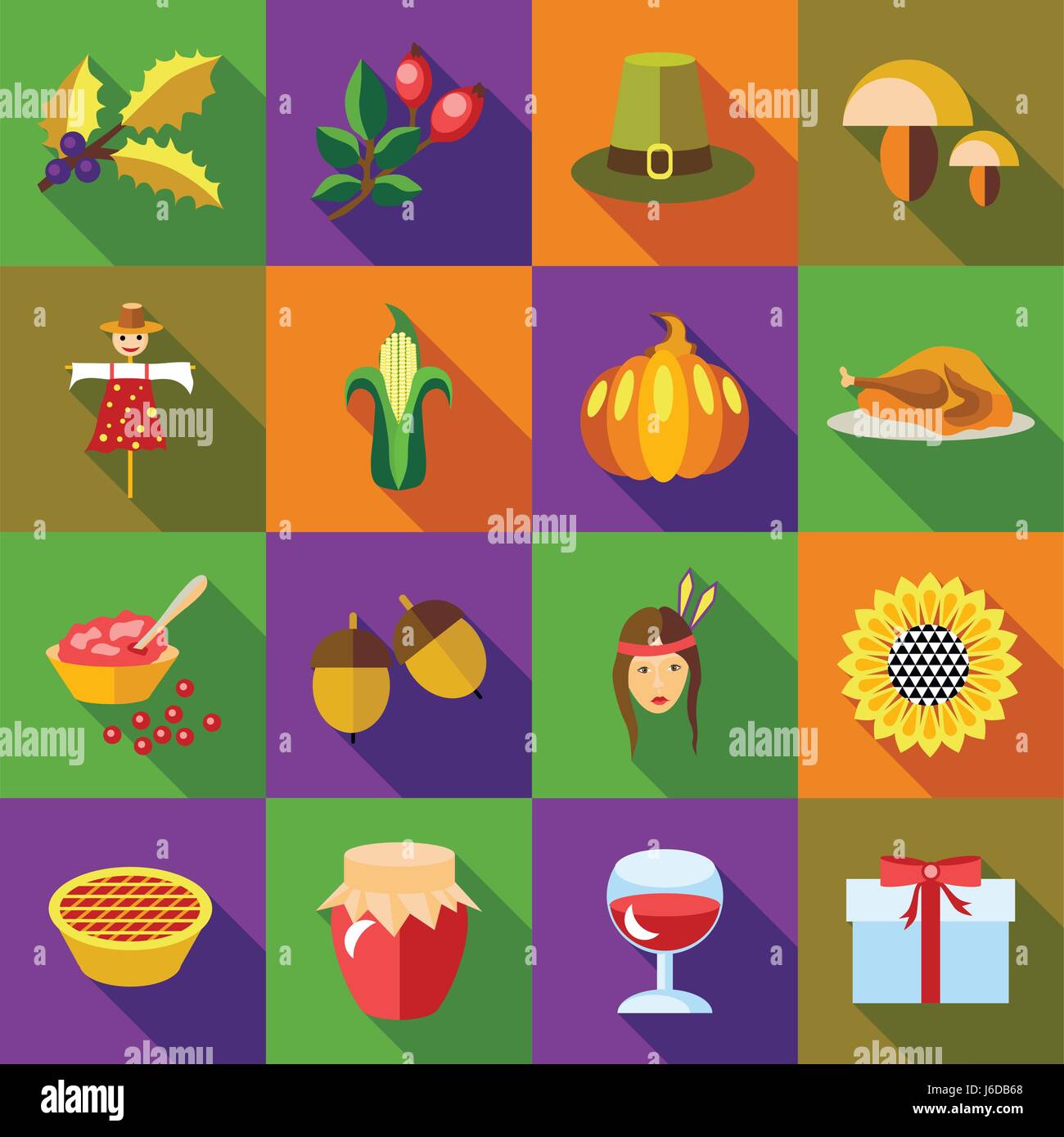 Thanksgiving icons set, flat style Stock Vector Image & Art - Alamy