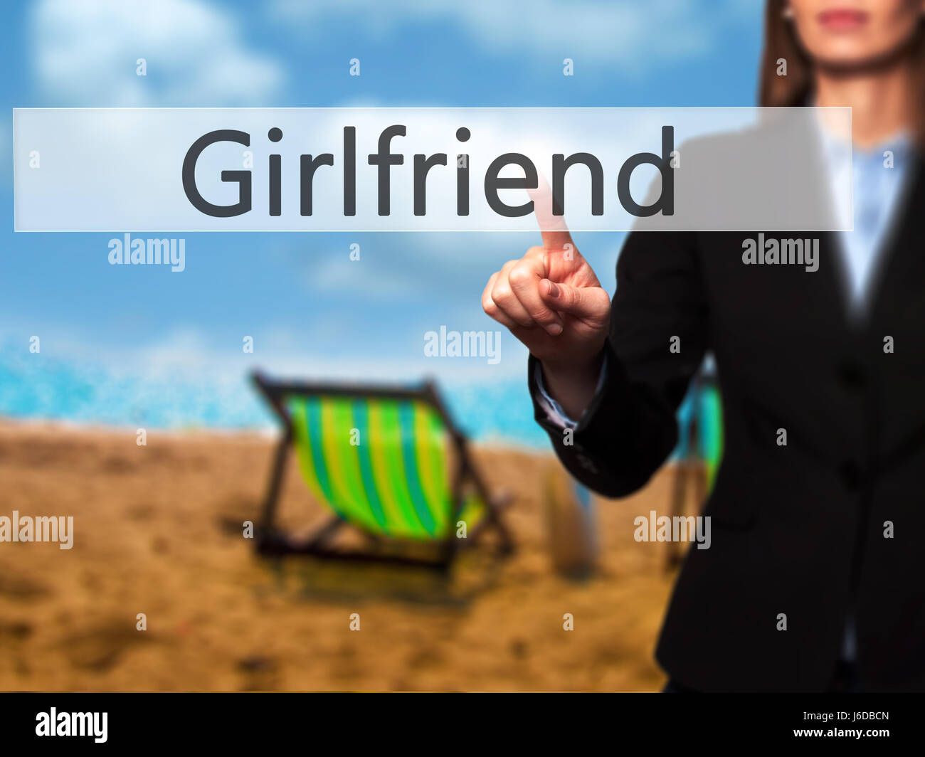 Girlfriend - Businesswoman hand pressing button on touch screen ...