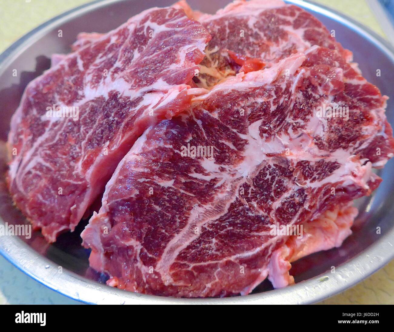 Raw beef sliced closeup Stock Photo - Alamy