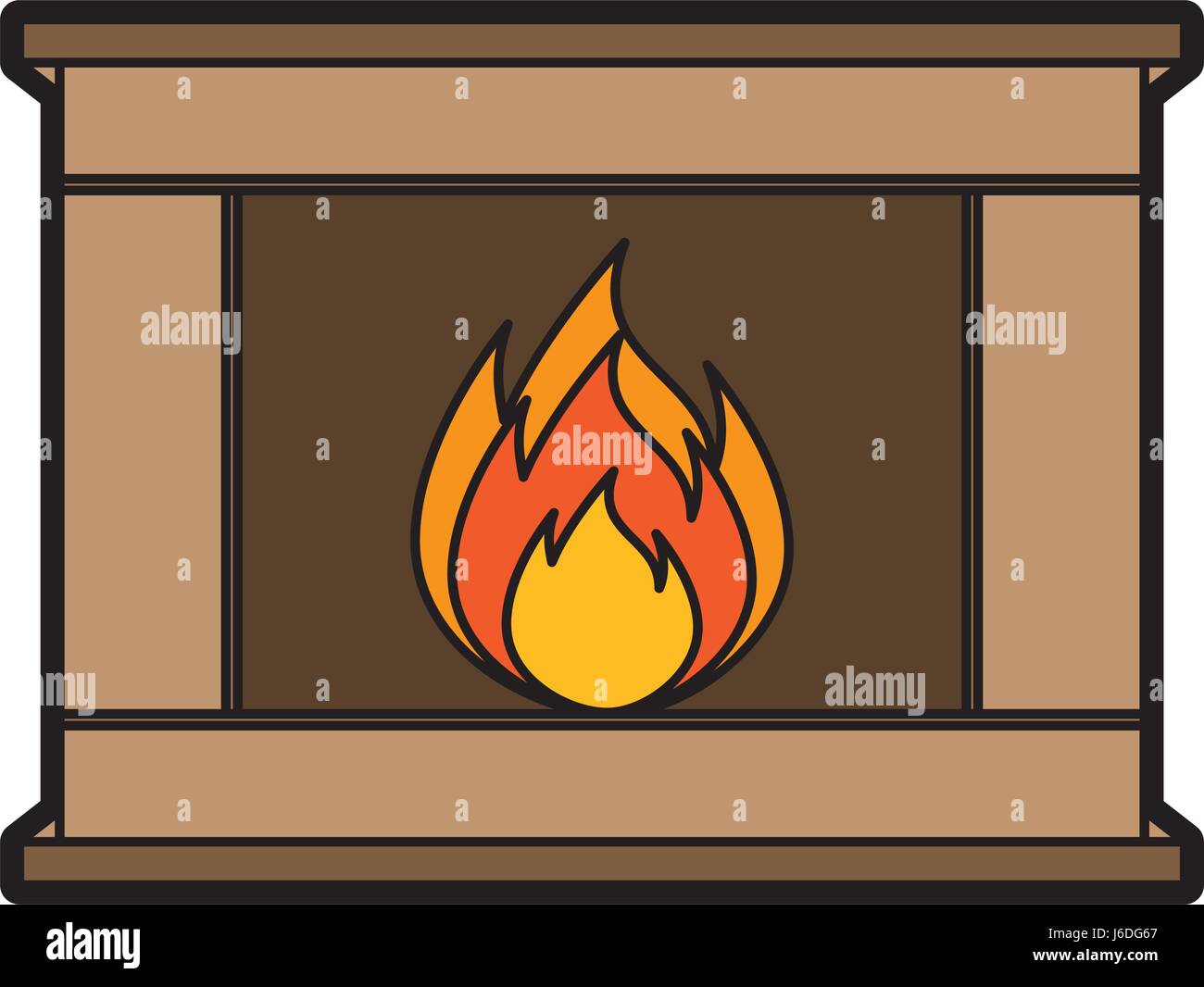 Traditional white fireplace burning wood Stock Vector Images - Alamy
