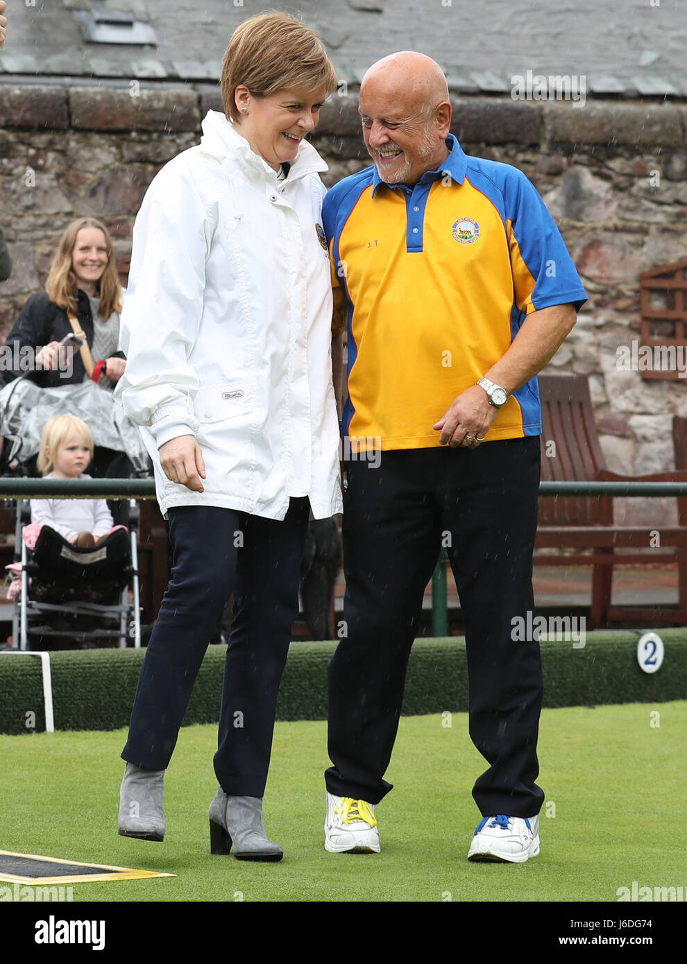 First Minister and SNP leader Nicola Sturgeon with bowler John Thorburn ...