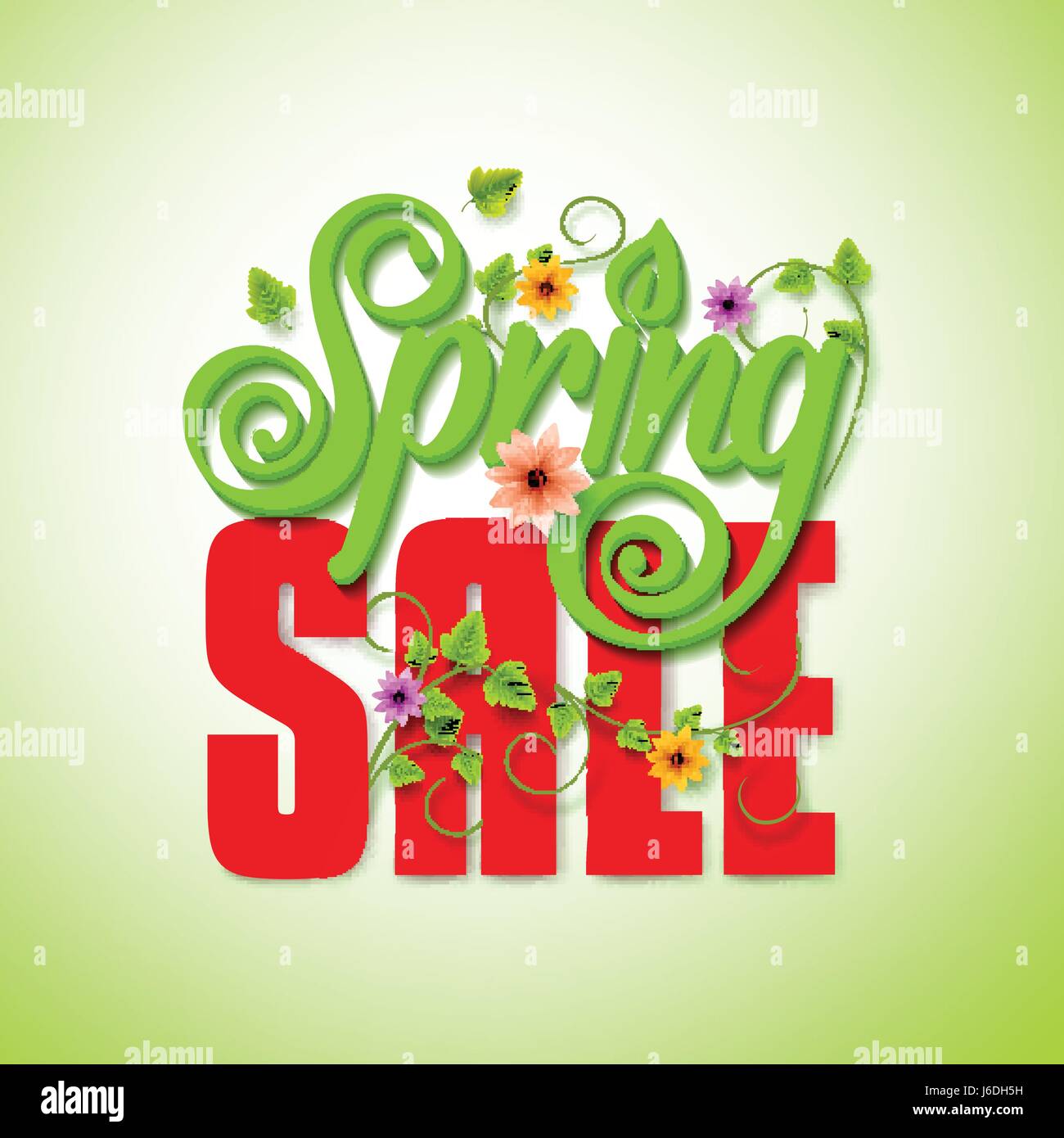 Spring Sale Word Vector for Seasonal Promotion with Flying Leaves and ...