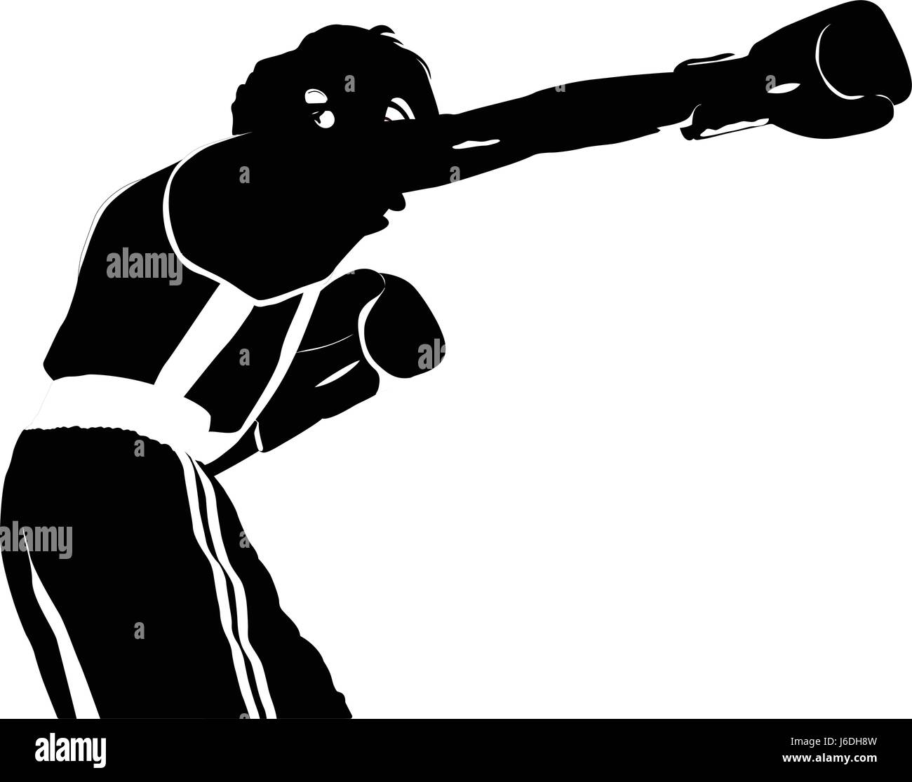 black silhouette boxer straight right punch to head Stock Vector Image ...