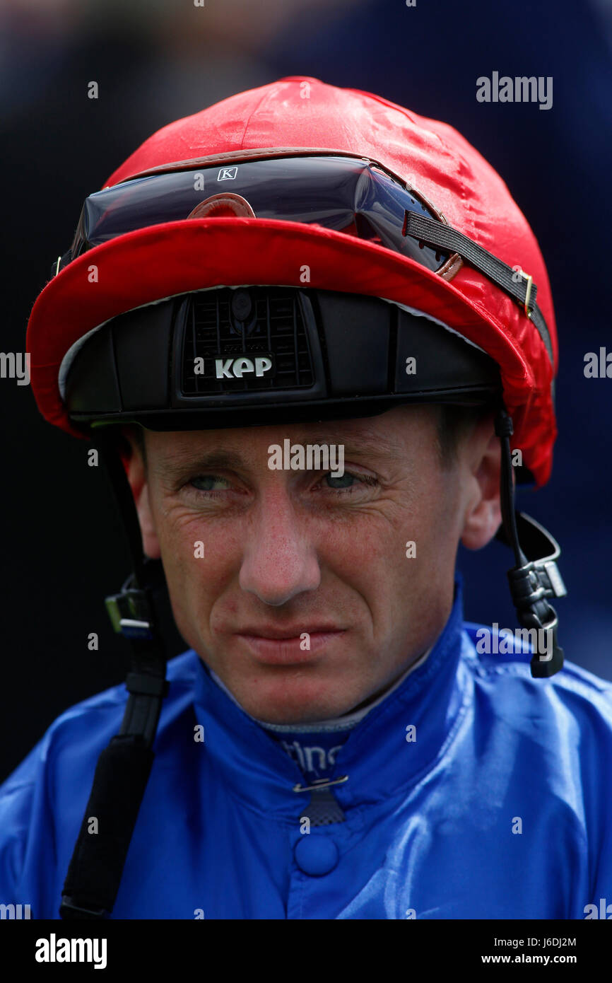 Jockey Paul Hanagan prepares to ride during Al Shaqab Lockinge Day at ...