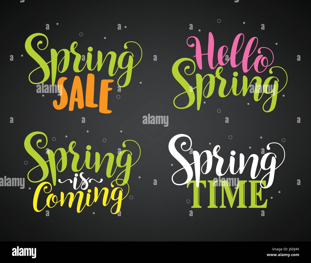 Vector Set of spring typography and calligraphy title for spring ...