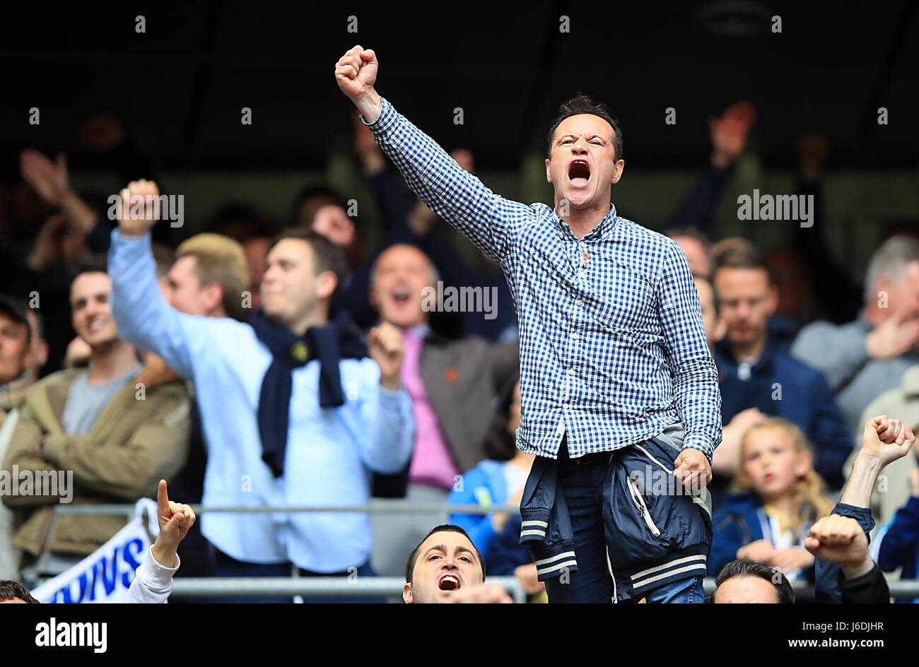 Millwall fans celebrate in the stands hi-res stock photography and ...
