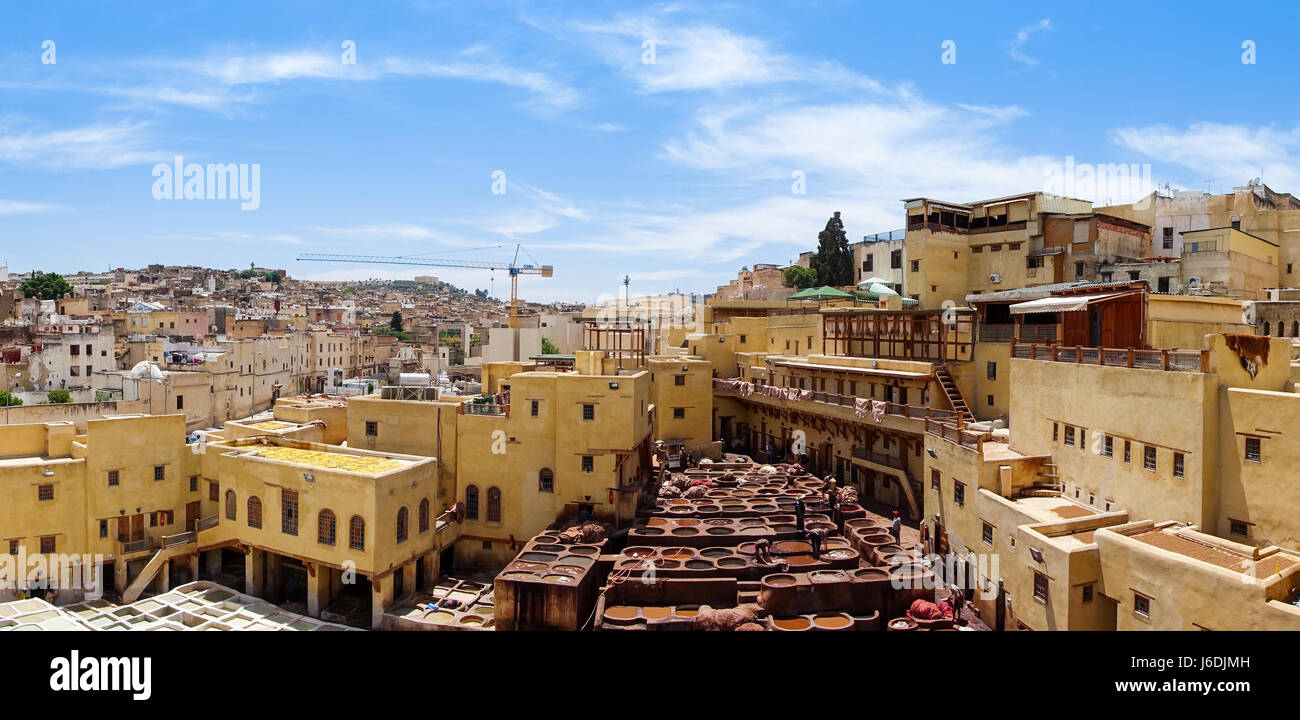 Panorama of Fez, Fes el Bali, Morocco, city skyline and the traditional ...