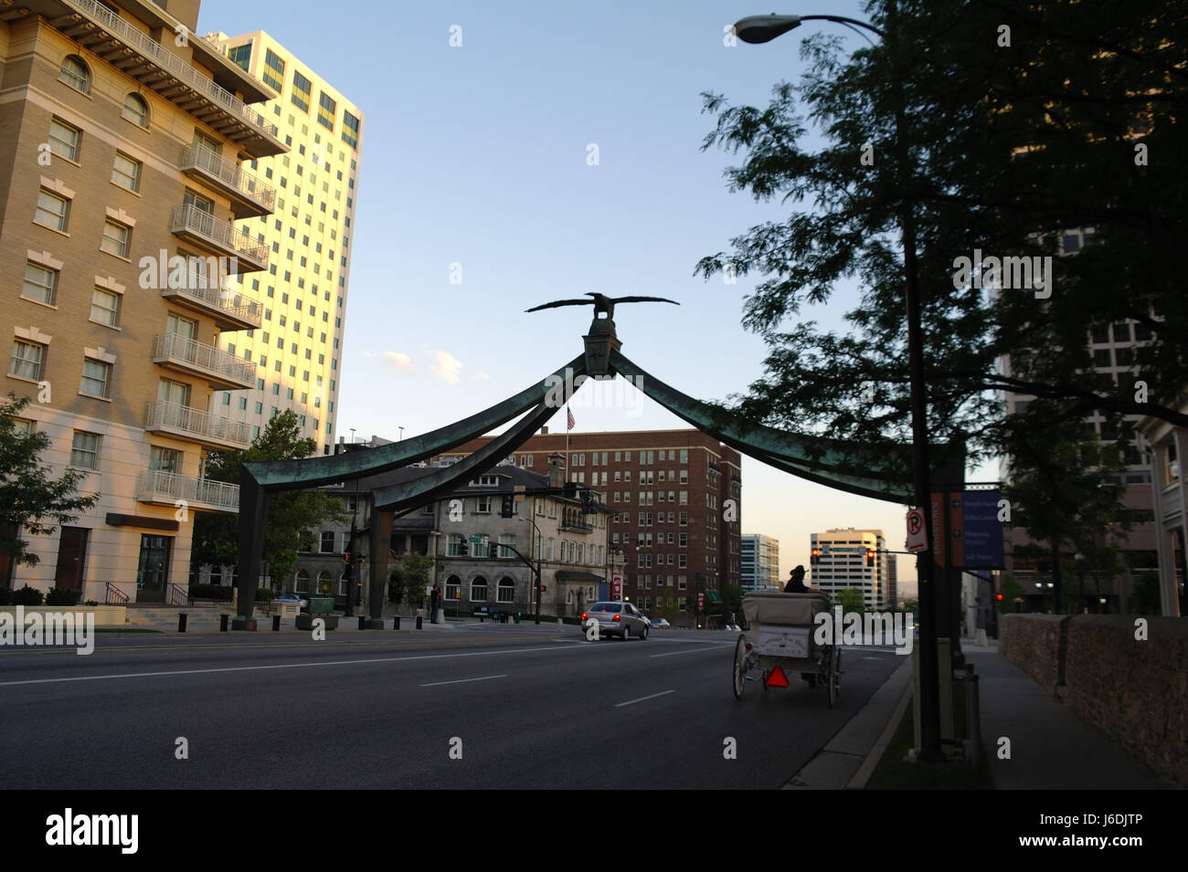 Eagle Gate Monument, looking south from the side of the Beehive House ...
