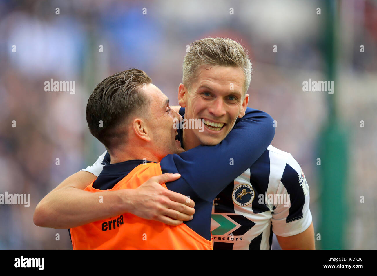 Millwall's Ben Thompson (left) and Steve Morison celebrate after ...