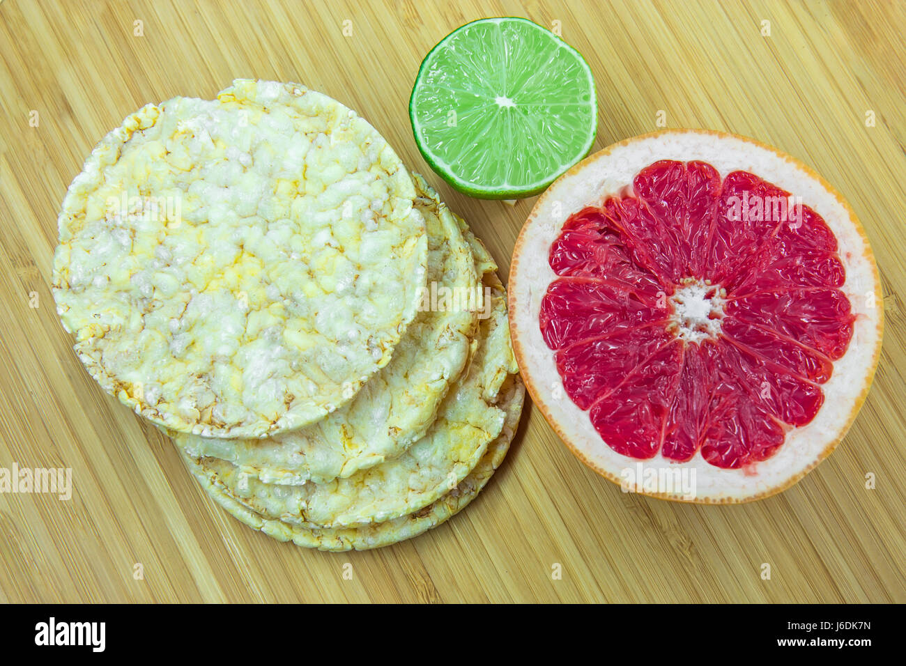 Rice cakes and citrus Stock Photo - Alamy
