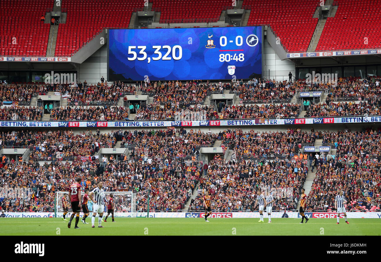 General view of the attendance on the scoreboard during the Sky Bet ...