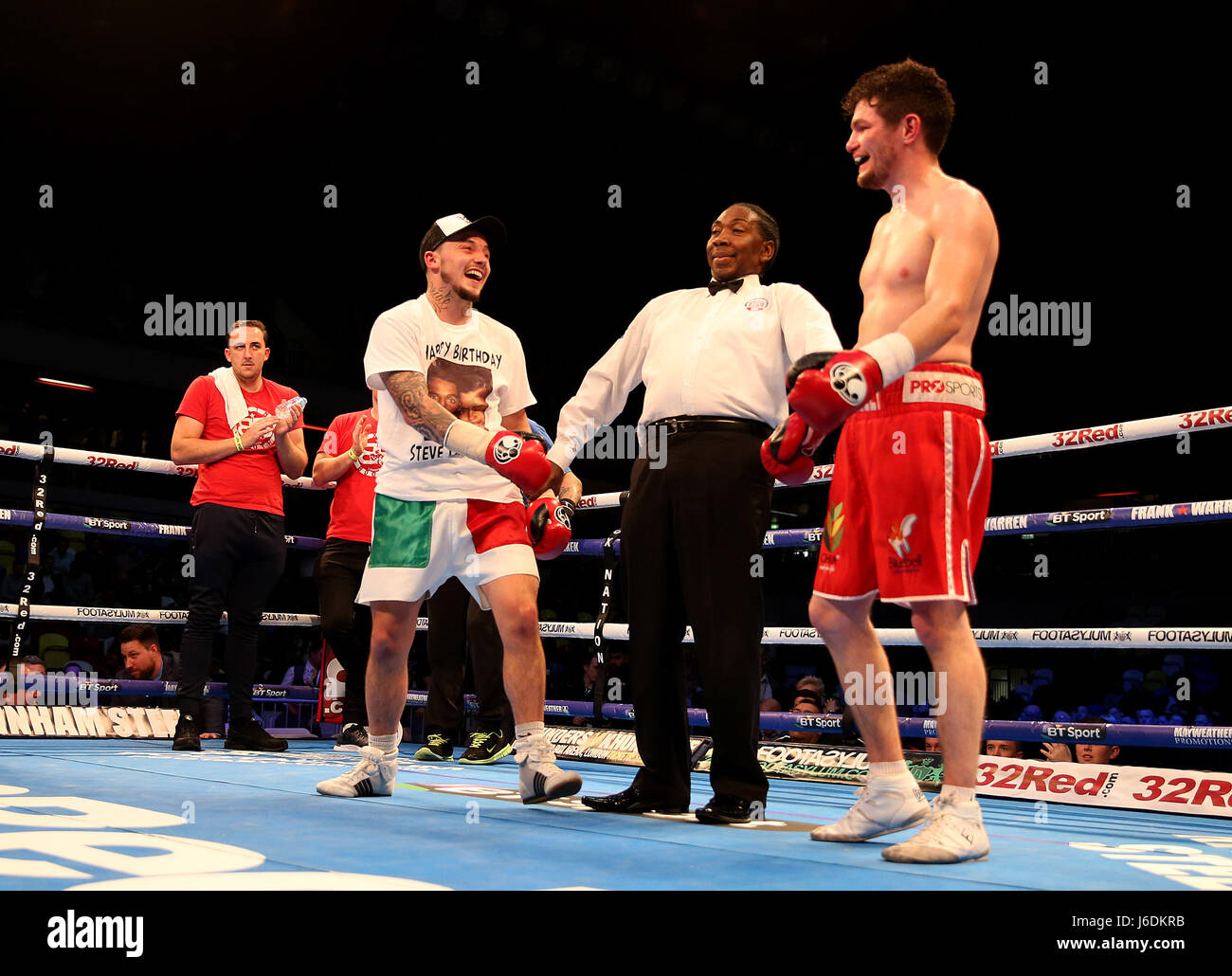 Mitchell Smith (left) celebrates winning against Lee Connelly in the ...