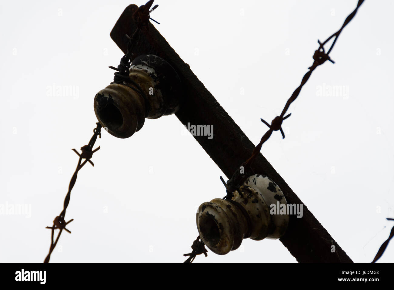 Mauthausen - Gusen concentration camp. Austria, Barbed wire and a ...