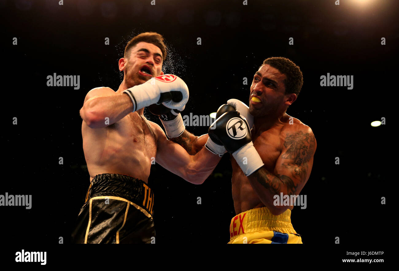 Aaron Morgan (right) and Joe Pigford during the Super-Welterweight ...