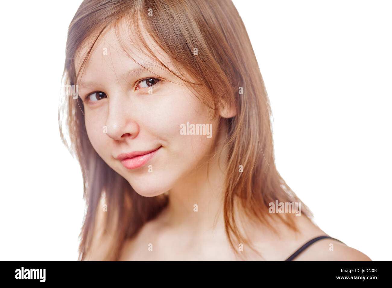 Average girl happy face smiling hi-res stock photography and images - Alamy
