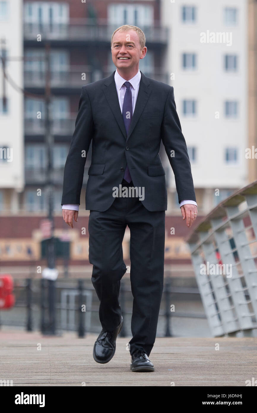 Former leader of the Liberal Democrats Tim Farron in Cardiff Bay to ...