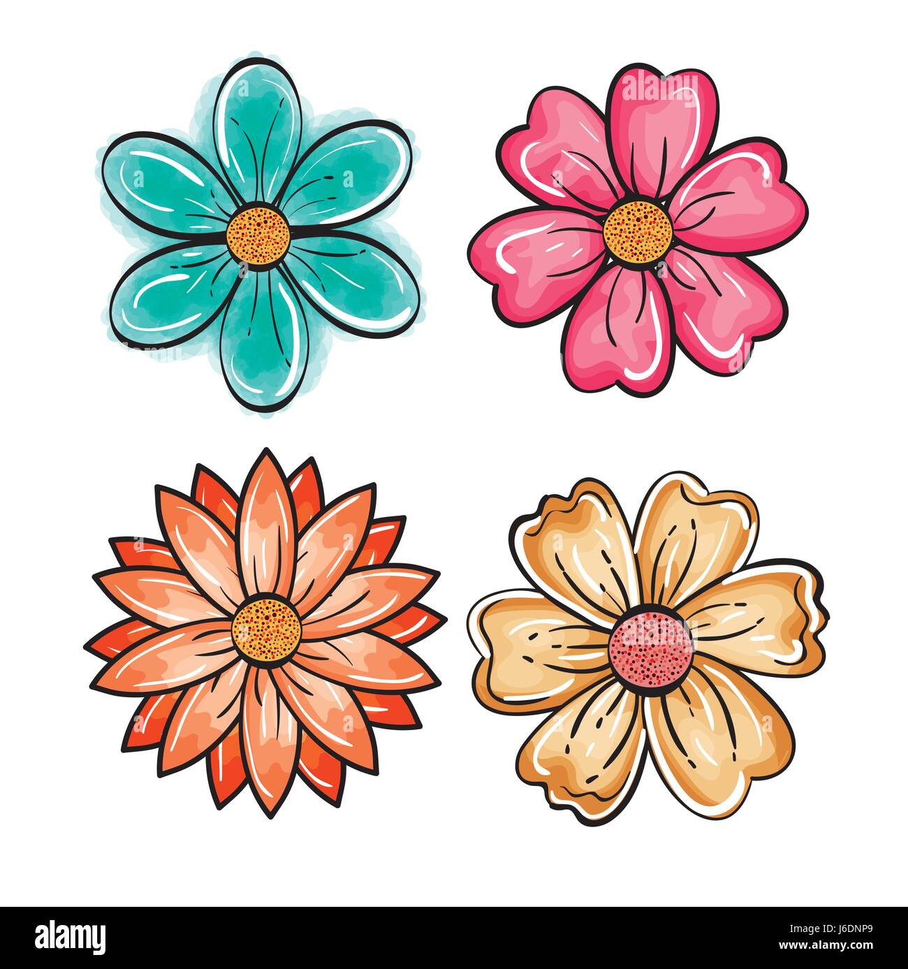 Set of flowers design Stock Vector Image & Art - Alamy