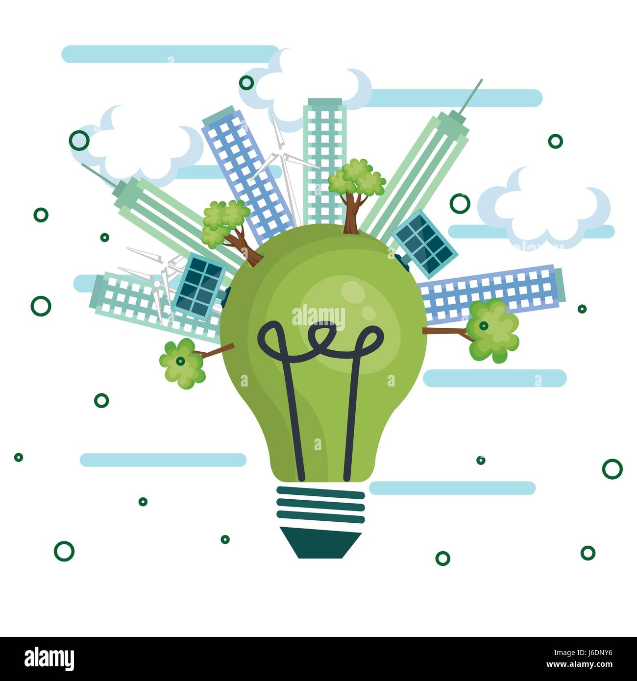 Green light bulb city Stock Vector Images - Alamy