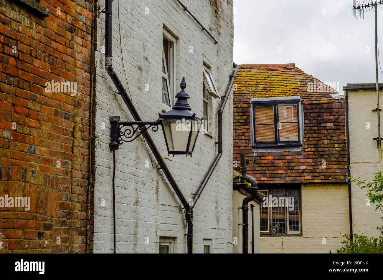 Typical English architecture, residential buildings in a row along the ...