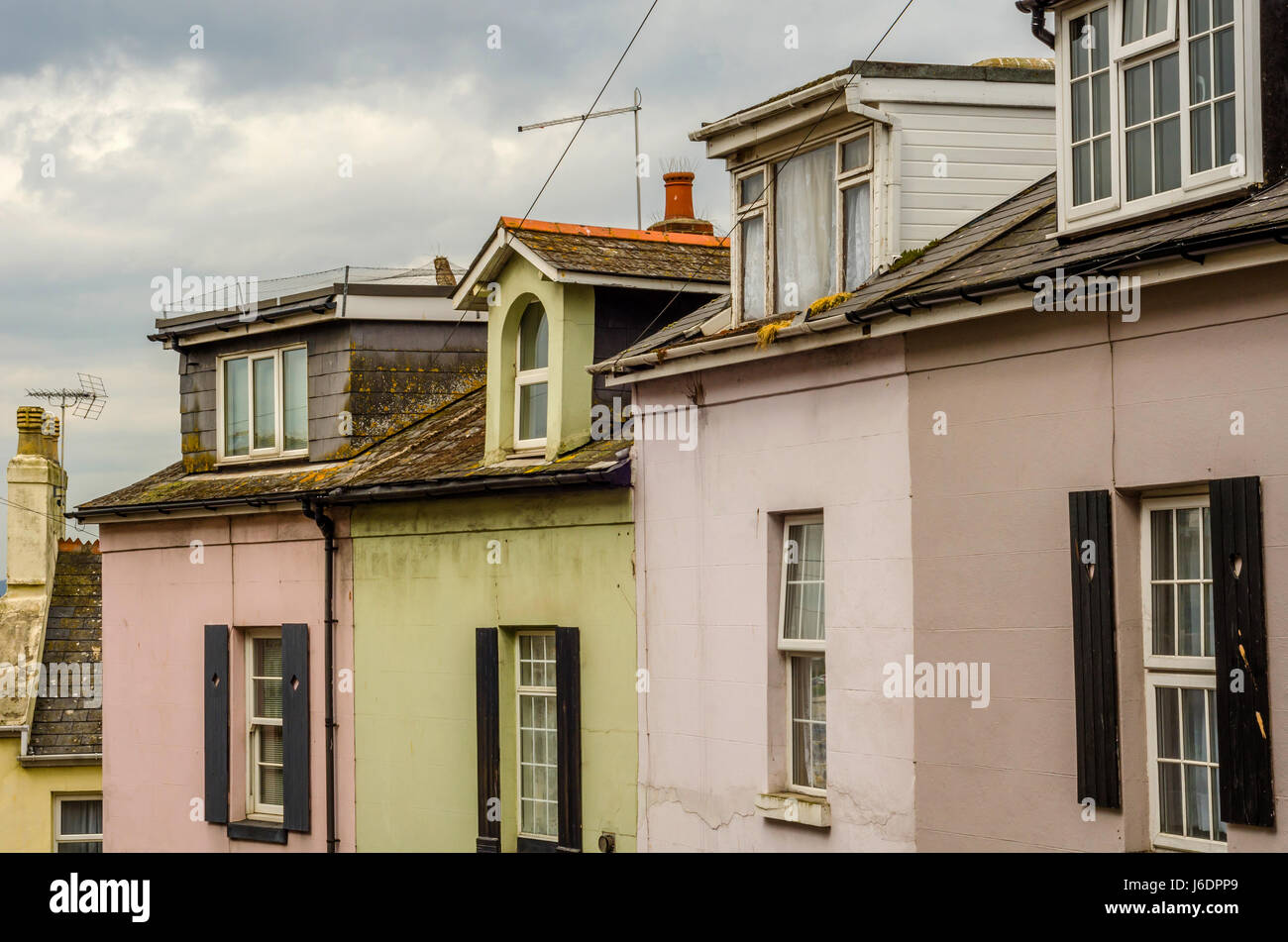 Typical English architecture, residential buildings in a row along the ...