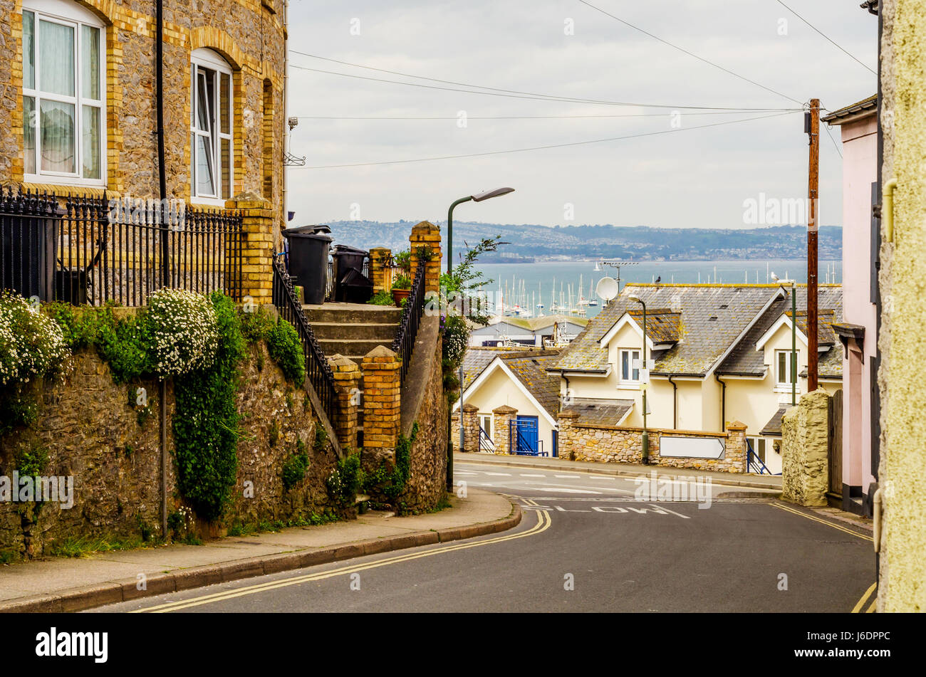 Typical English architecture, residential buildings in a row along the ...