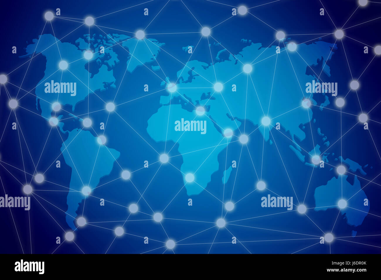 Distributed ledger technology , blockchain connect icons and world map ...