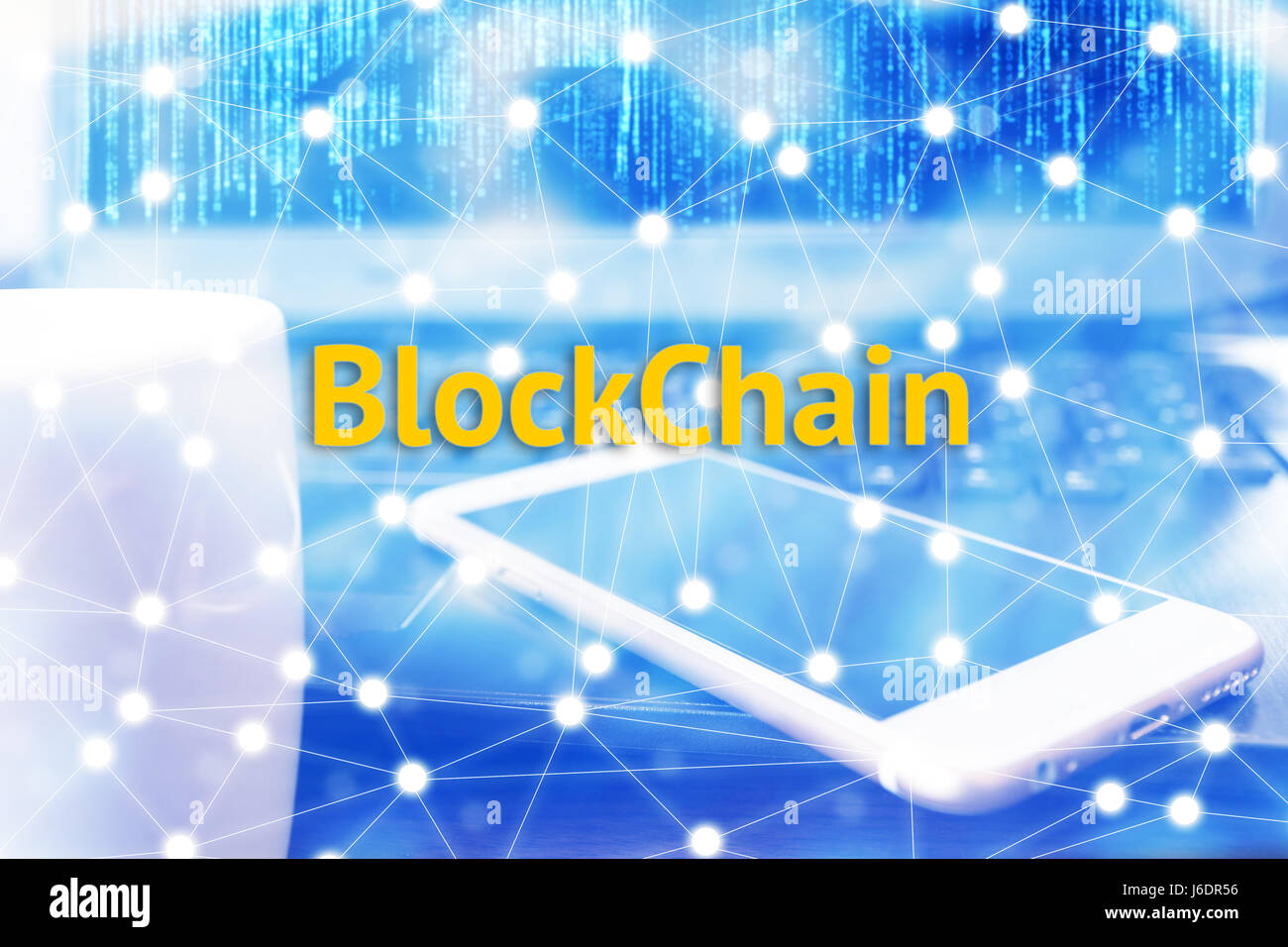 Blockchain Distributed ledger technology , Blue Hexagon six-sided ...