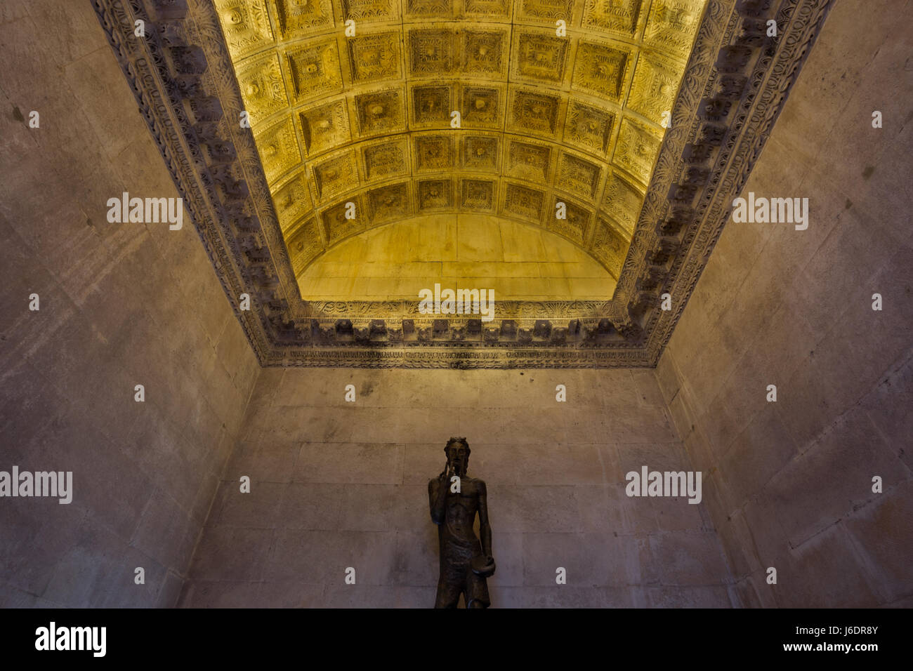 Statue of John the Baptist in Jupiter's temple in town Split, Croatia ...