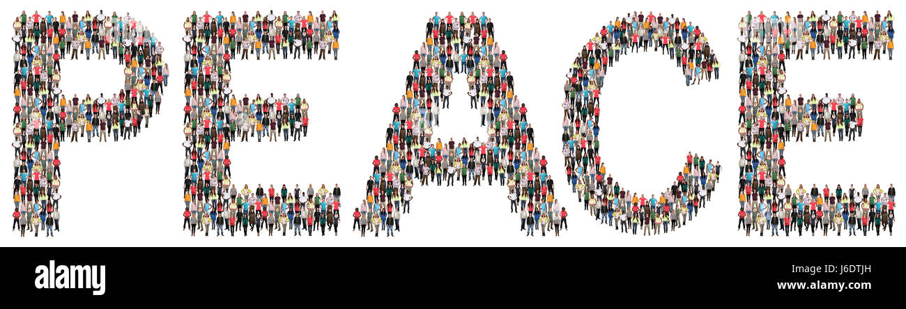 Peace peaceful multi ethnic group of people isolated Stock Photo - Alamy